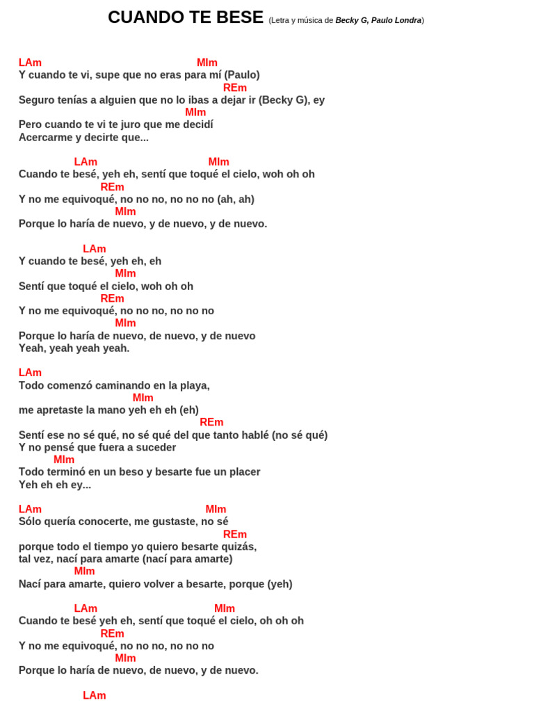 Cuando Te Bese | PDF