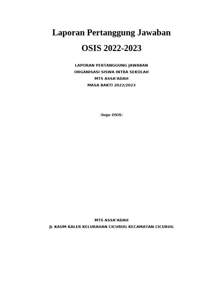 Laporan OSIS MTS Assa'adah 2022-2023 | PDF