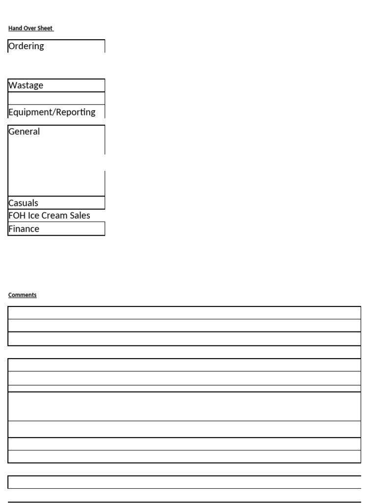 Handover Sheets | PDF