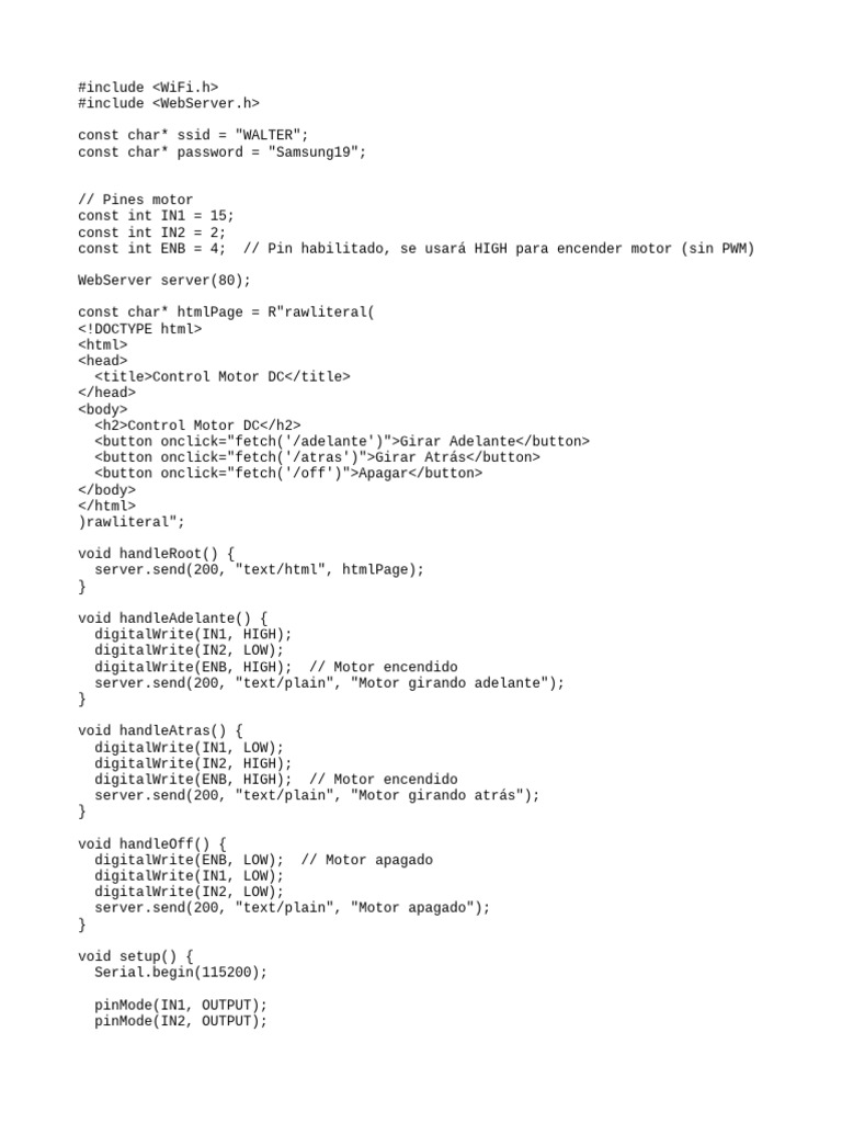 Codigo Motor Controlado Por Web.h | PDF