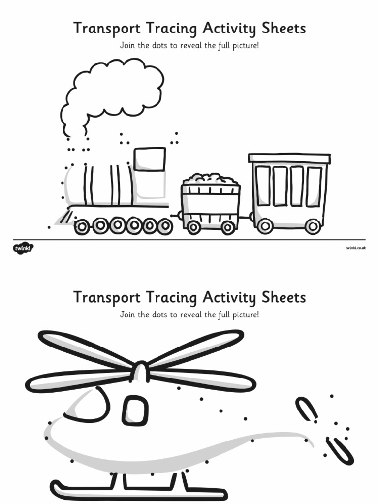 ROI T 025 Aistear Transport Tracing Activity Sheets | PDF