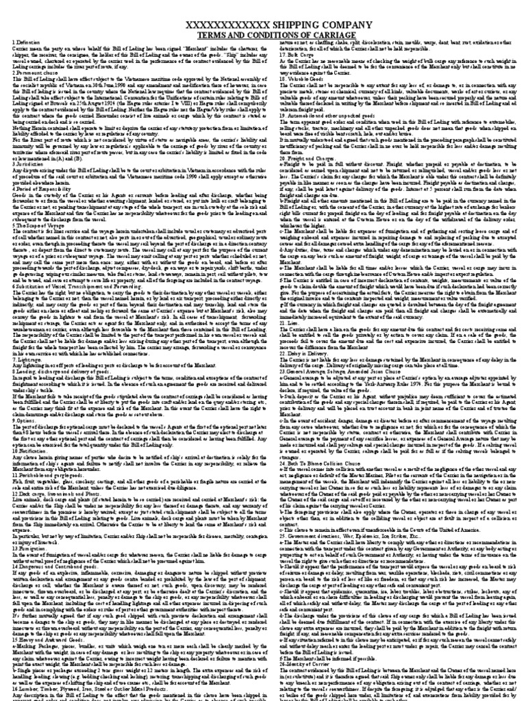 BL form | Bill Of Lading | Cargo