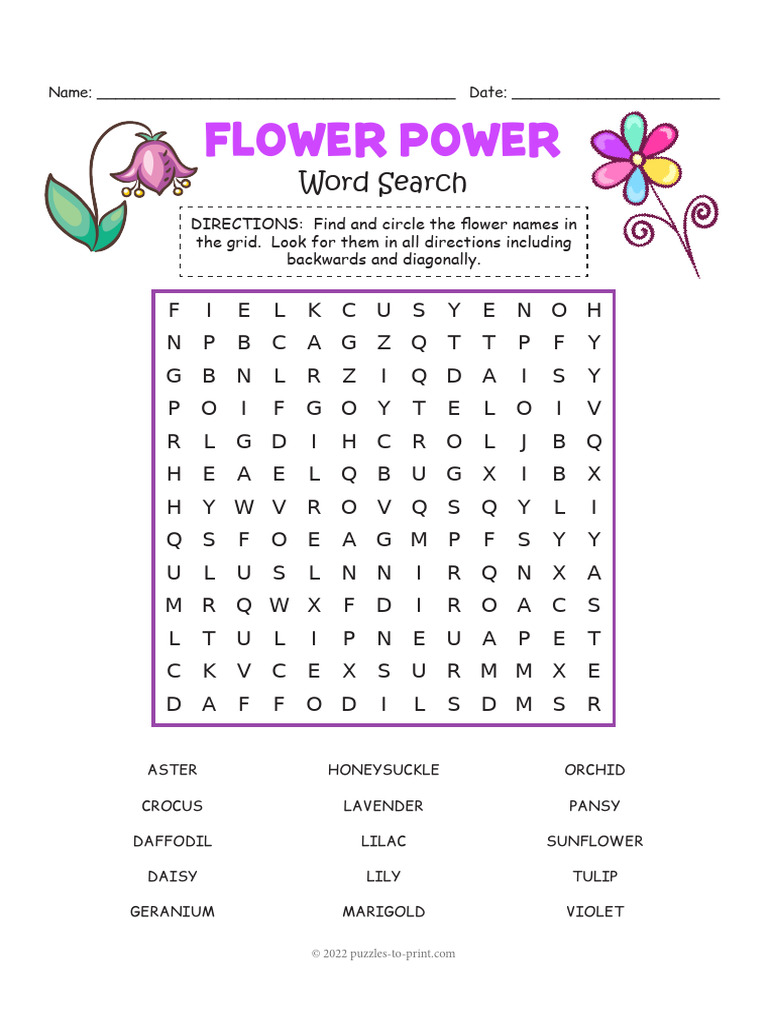 Flower Word Search | PDF