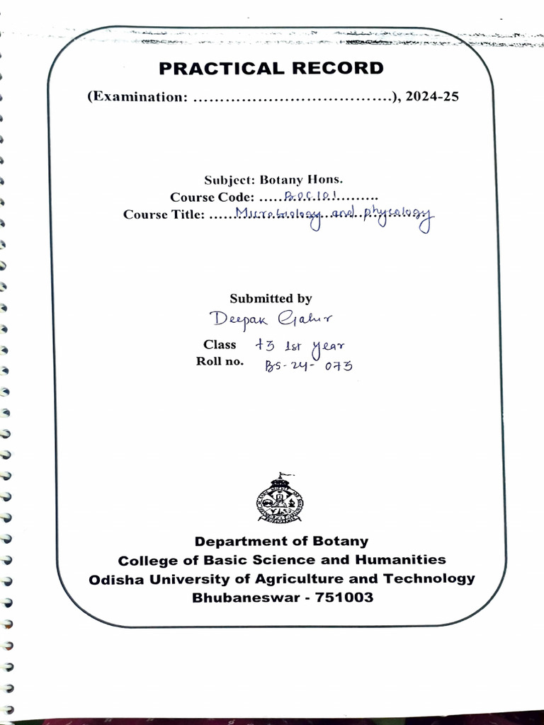 Botany Practical Record: Bacteria Study | PDF | Microscopy | Microbiology