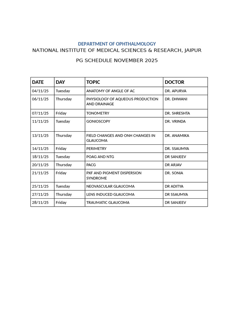 November Seminar Schedule | PDF