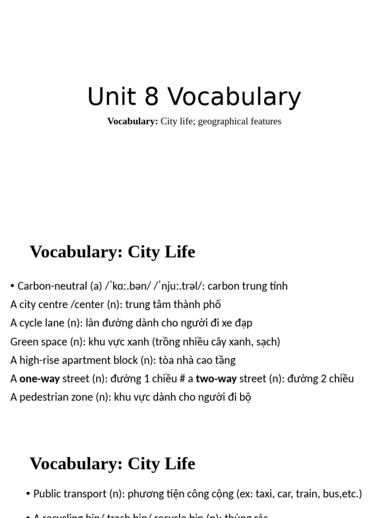 Unit 8 Vocabulary | PDF