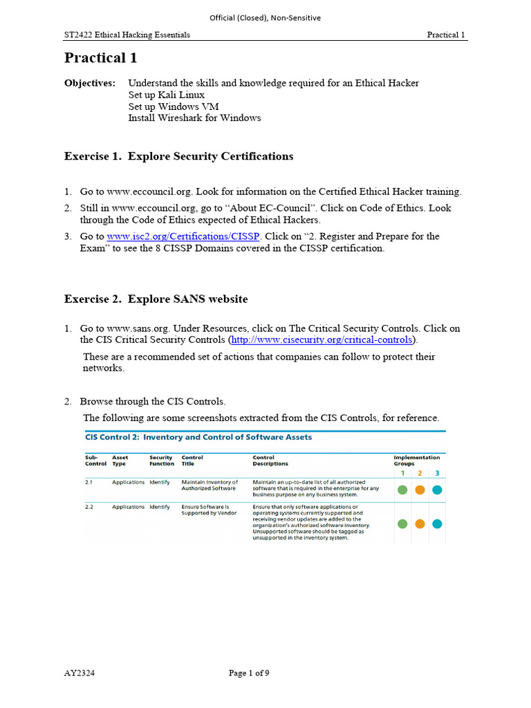 Practical 1 - Introduction to Ethical Hacking | PDF | Ip Address ...