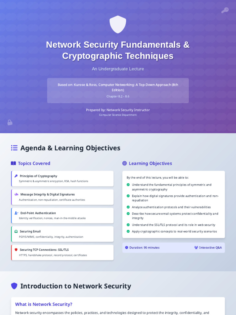 Lec-15-Network Security Fundamentals & Cryptographic Techniques | PDF | Key (Cryptography ...