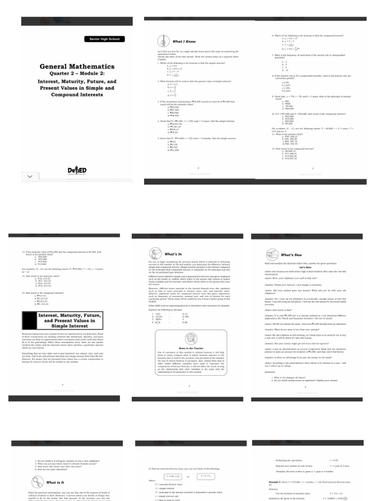 Module2 Interest Maturity Future Present Values in Simple Compound ...