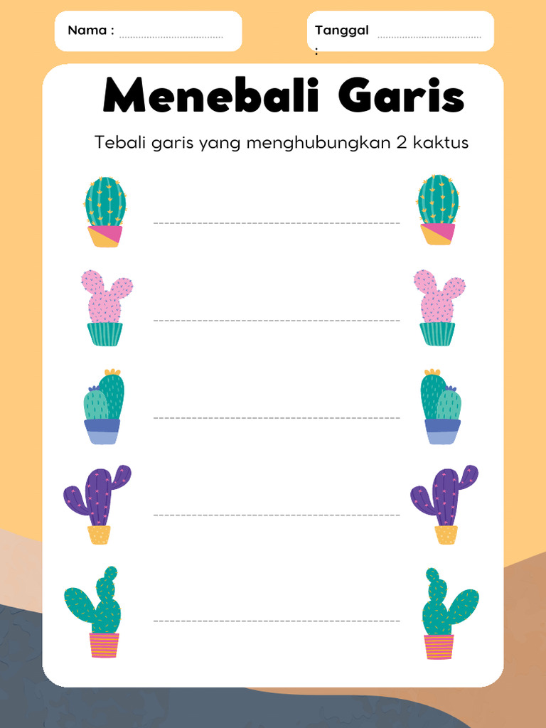 Curved Lines Tracing Worksheet in Orange Cute Style | PDF