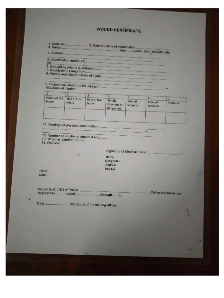 Wound Certificate | PDF