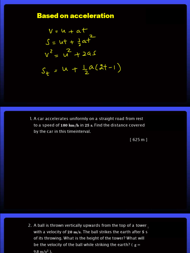 Question Based On Acceleration - PDF 1 | PDF | Acceleration | Classical Mechanics
