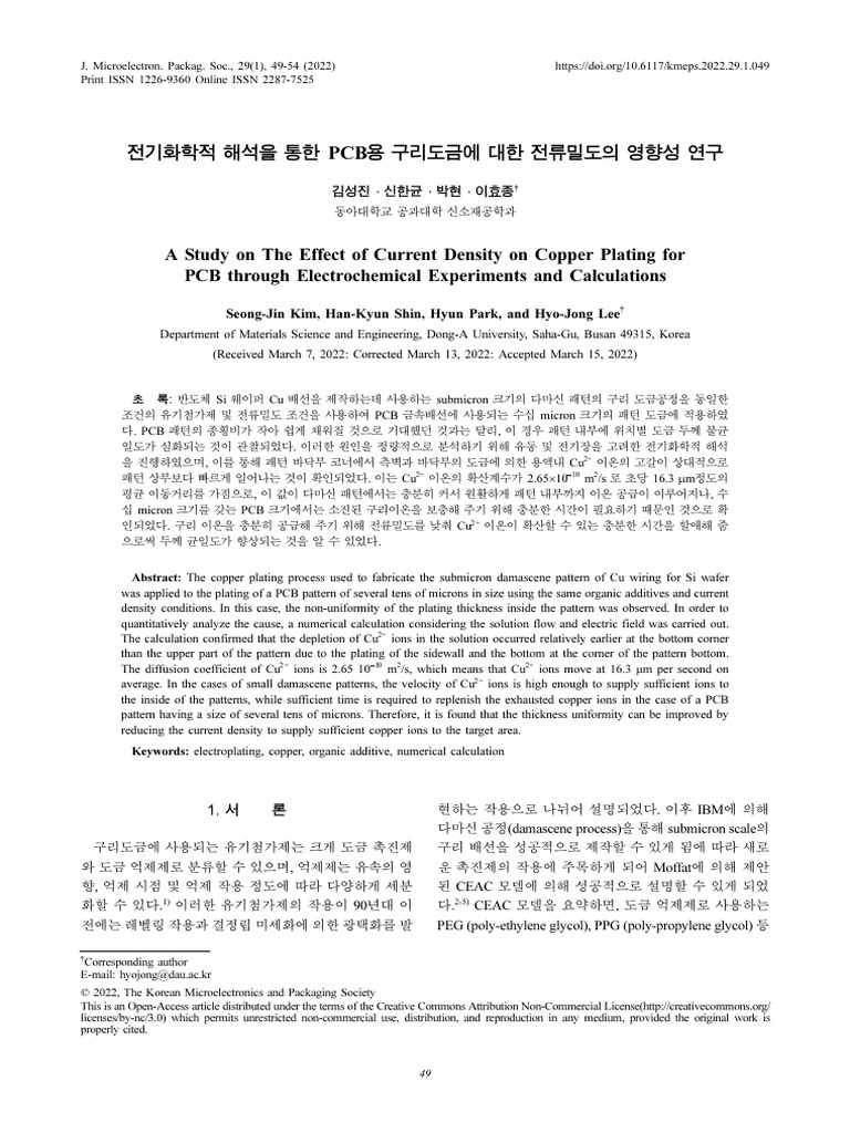 A Study On The Effect of Current Density On Copper Plating For PCB ...