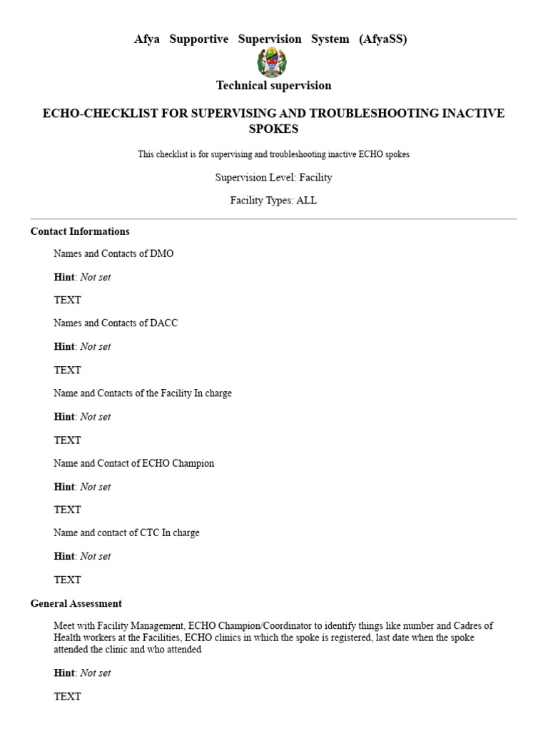 Echo Supportive Supervision Form | PDF
