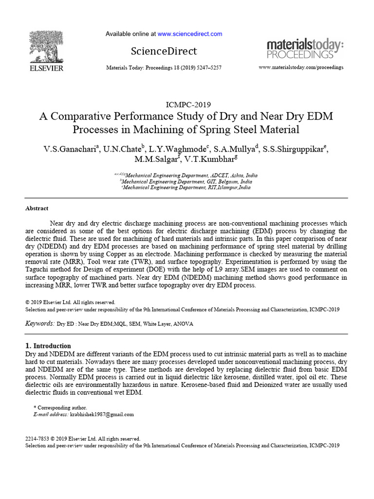Comparative Study of EDM Processes | PDF | Machining | Analysis Of Variance