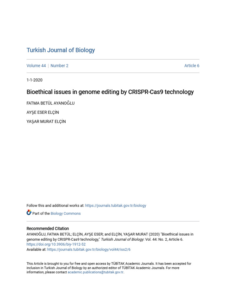 Bioethical Issues in Genome Editing by CRISPR-Cas9 Technology | PDF ...