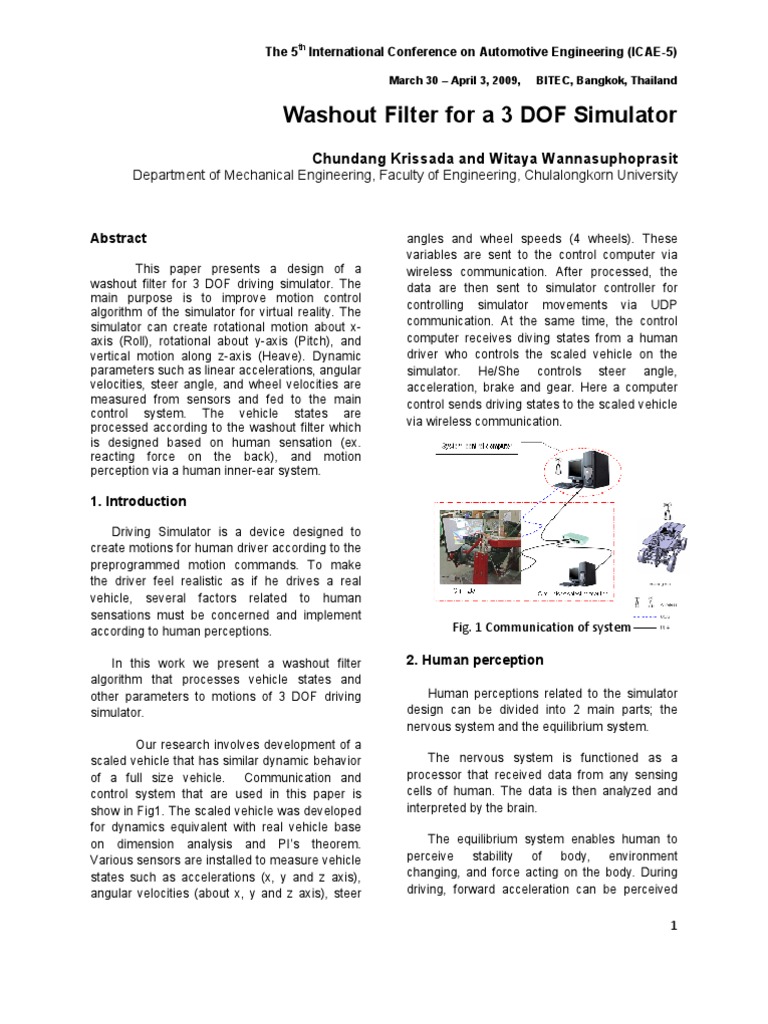 Washout Filter For A 3 DOF Simulator | PDF | Vestibular System ...