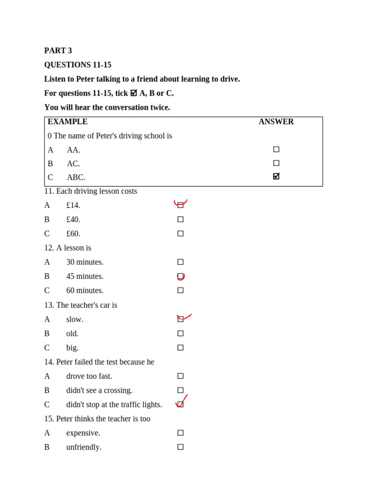 Listening Quiz 2 - Test 1 - Ket 3 | PDF