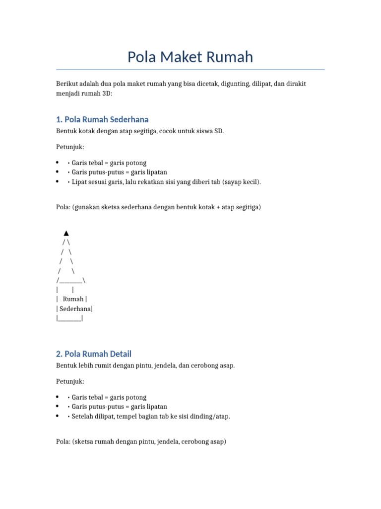 Pola Maket Rumah | PDF