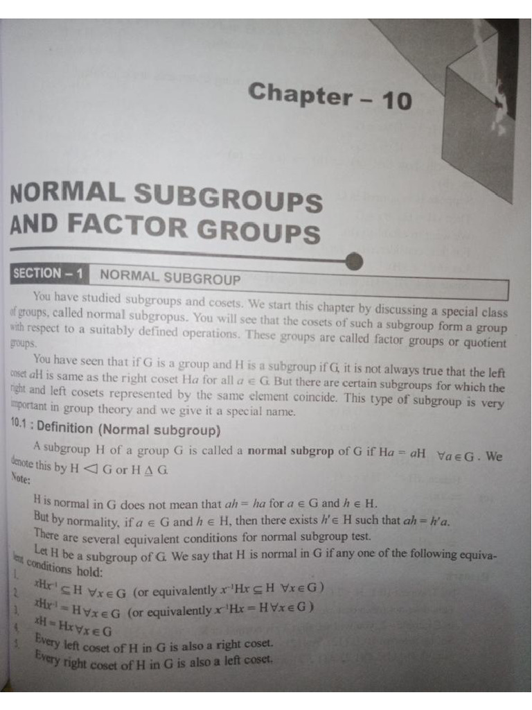 10) Normal Subgroups and Factor Groups | PDF