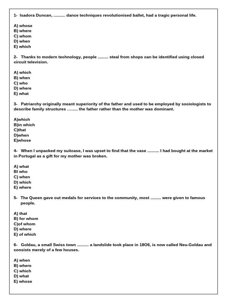 English Grammar: Relative Clauses Quiz | PDF