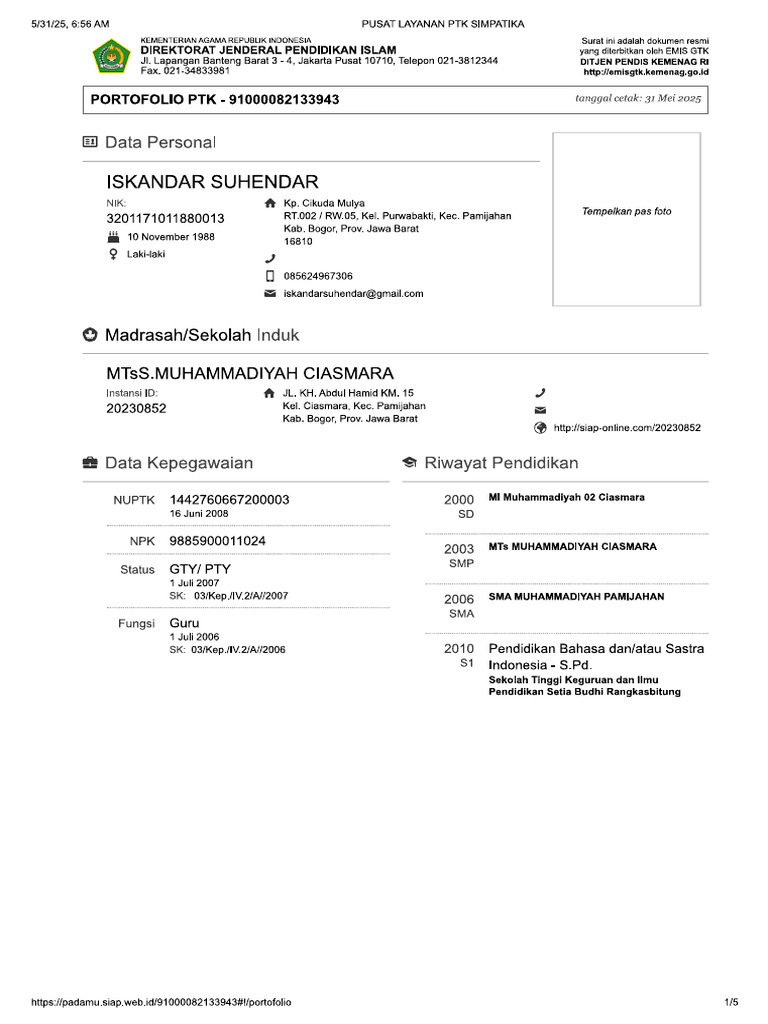 Portopolio Iskandar Suhendar | PDF