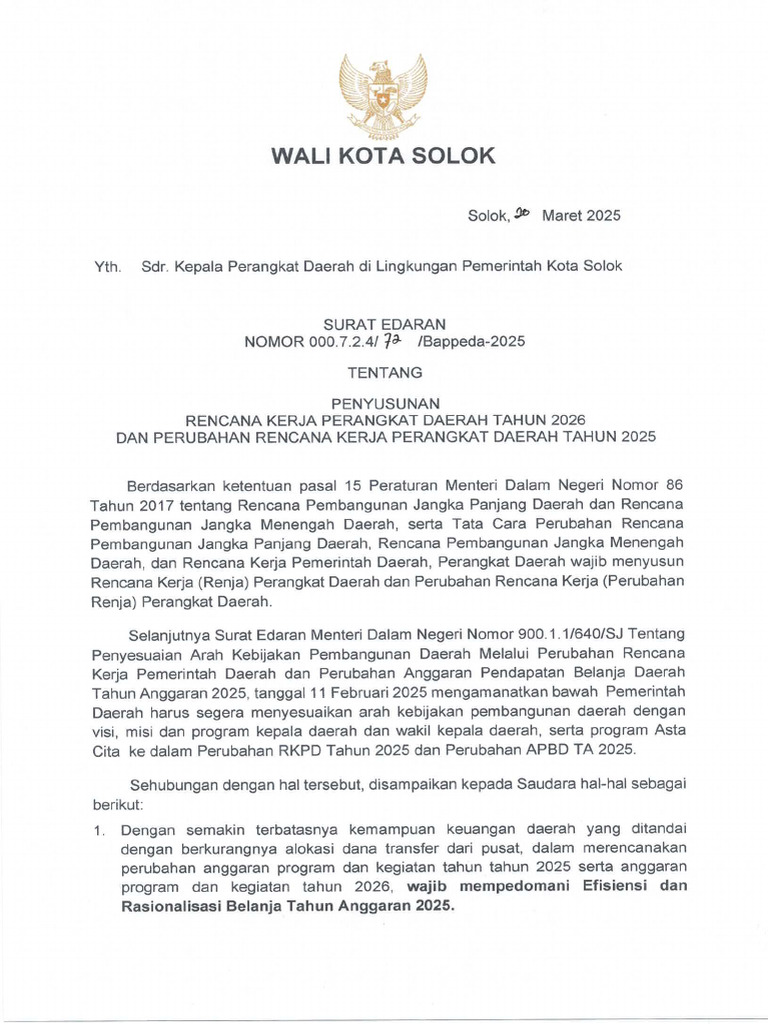 SE Penyusunan Renja 2026 Dan Perubahan Renja 2025 A | PDF