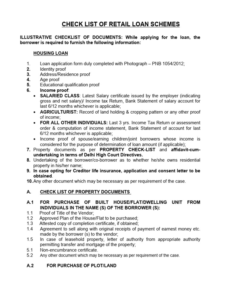 Retail Loan Application Document Checklist | PDF | Sole Proprietorship ...