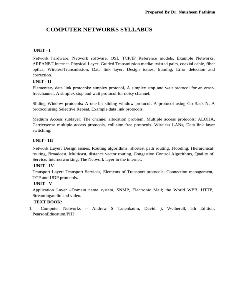 Unit-1 CN Notes | PDF | Computer Network | Internet Protocol Suite