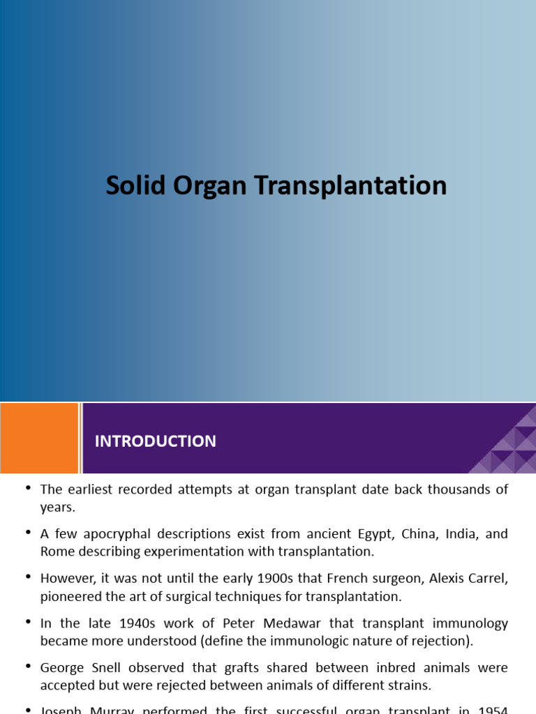 Overview of Solid Organ Transplantation | PDF | Transplant Rejection ...