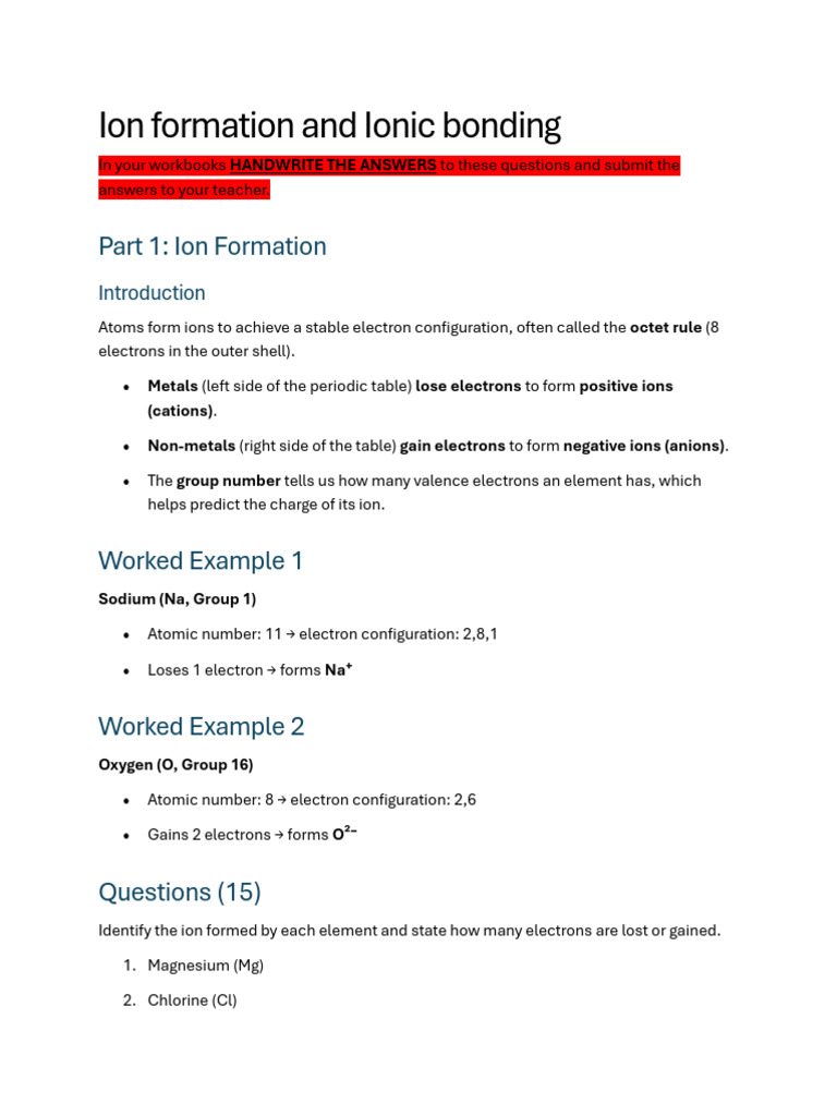 Ion Formation and Ionic Bonding Guide | PDF | Ion | Ionic Bonding