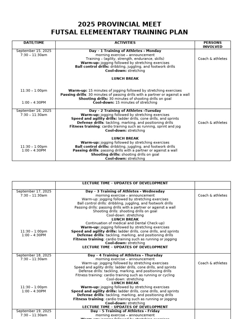 Futsal Training Plan 2025 | PDF | Aerobic Exercise | Physical Exercise