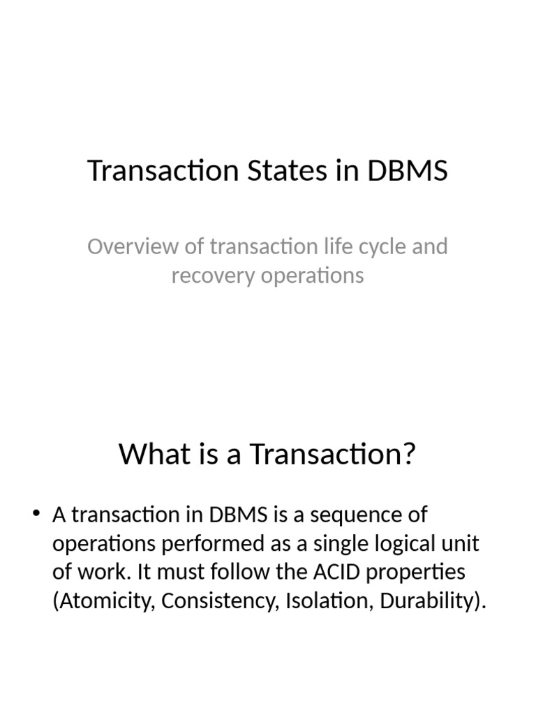 Transaction States in DBMS | PDF