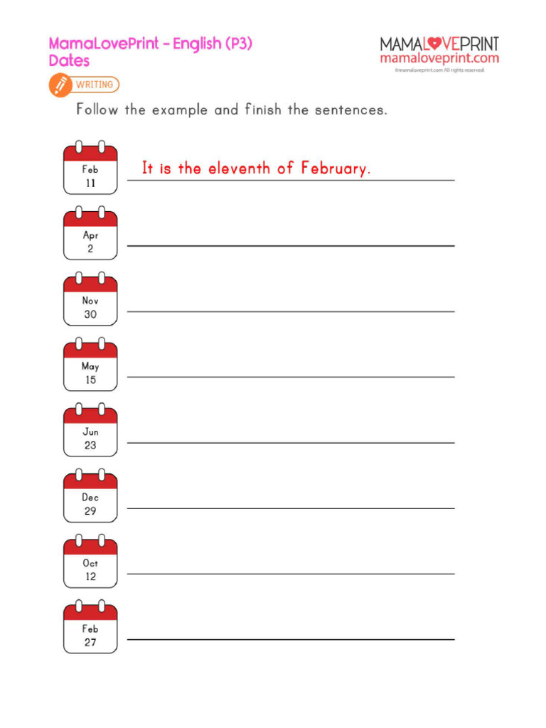 Dates Worksheet | PDF