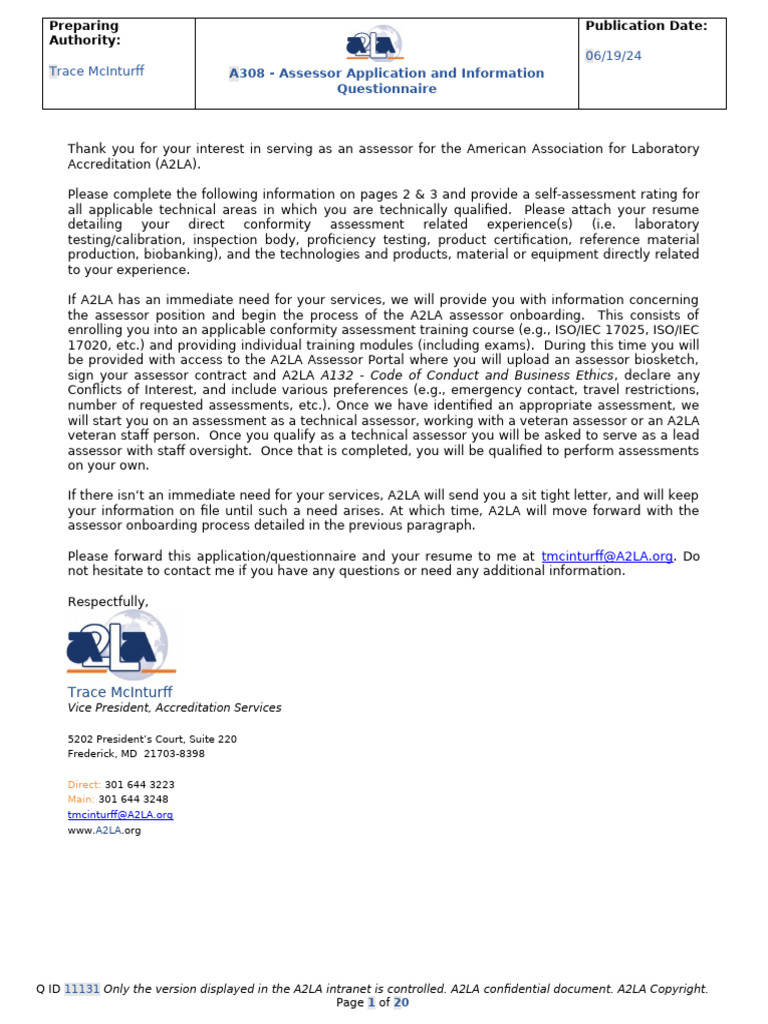 A308 - Assessor Application and Information Questionnaire-11131-8 | PDF ...