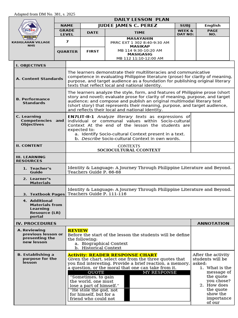 DLP For Ecp | PDF | Human Communication | Learning