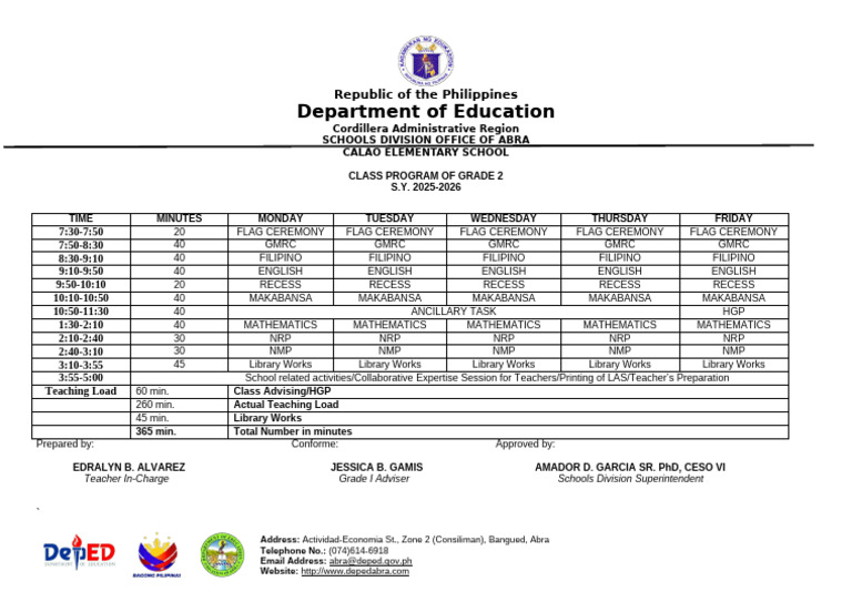 Class-Program - Grade 2 Final | PDF | Philippines