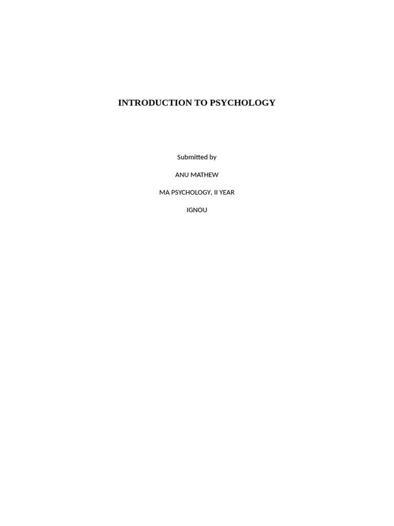 PSYCHOLOGY ASSIGNMENT 1 | PDF | Psychology | Humanistic Psychology