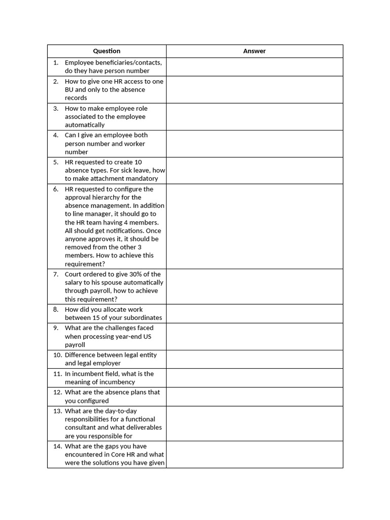 Interview Qns From Audios | PDF | Payroll | Human Resource Management