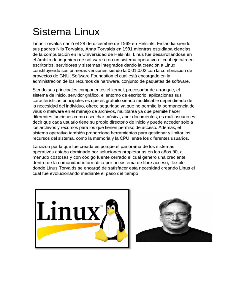 Historia y características de Linux | PDF | Sistema operativo ...