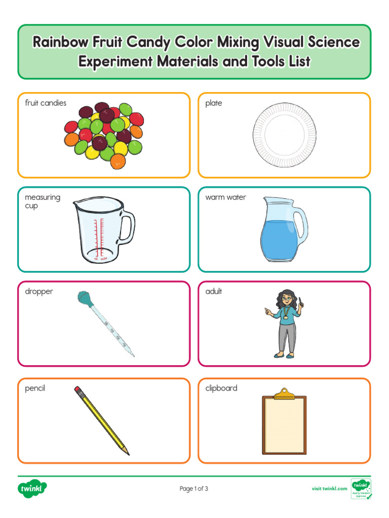 Fruit Candy Rainbow Color Mixing Visual Science Experiment | PDF