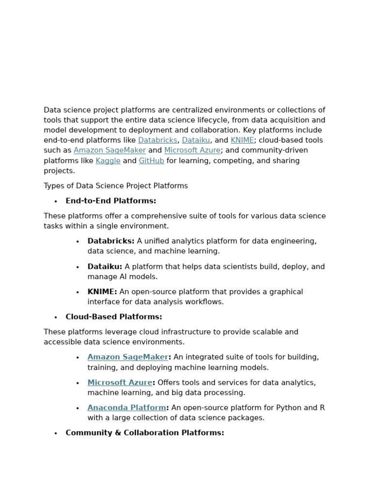 Top Data Science Project Platforms | PDF | Data Science | Data