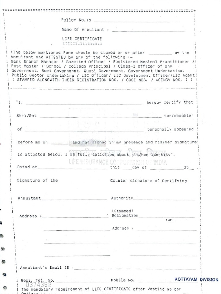Life Certificate | PDF