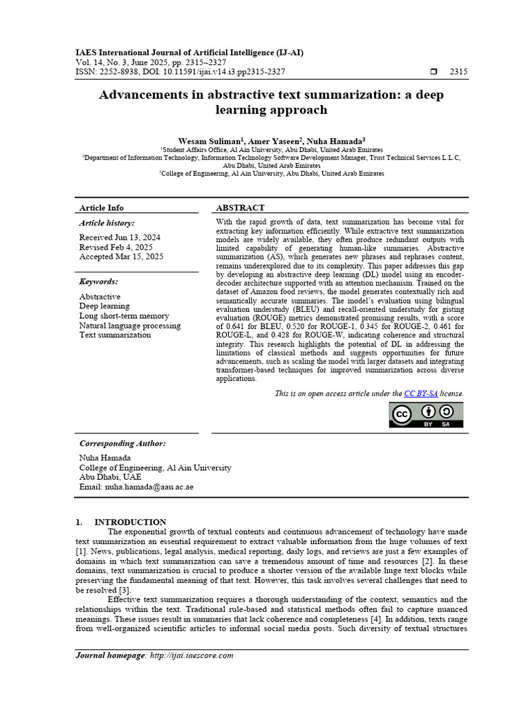 Advancements in abstractive text summarization: a deep learning approach | PDF | Applied ...