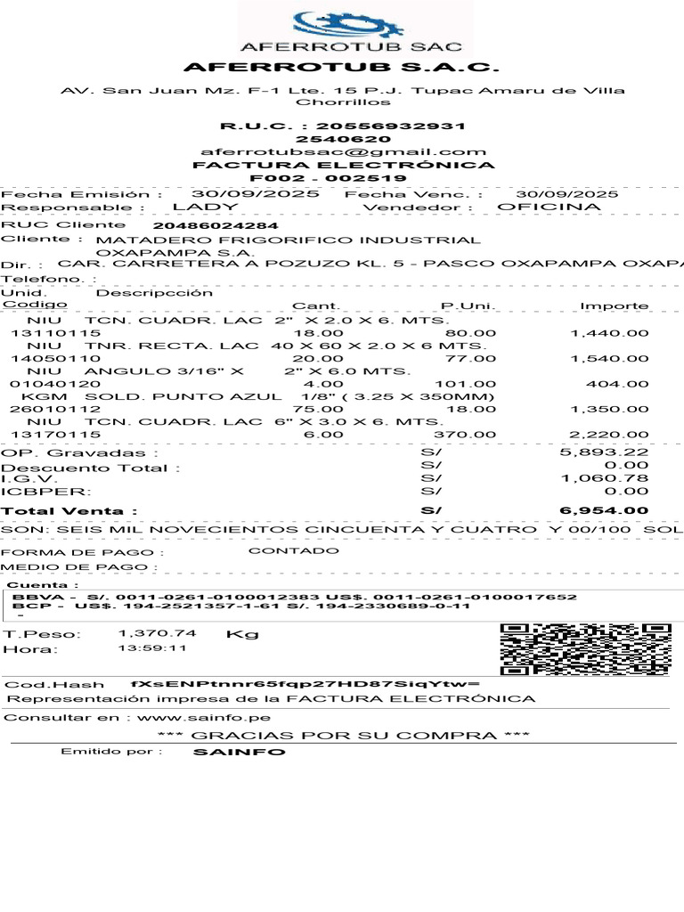Aferrotub F002-002519 | PDF