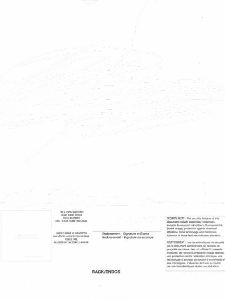 Back of Business Cheque | PDF