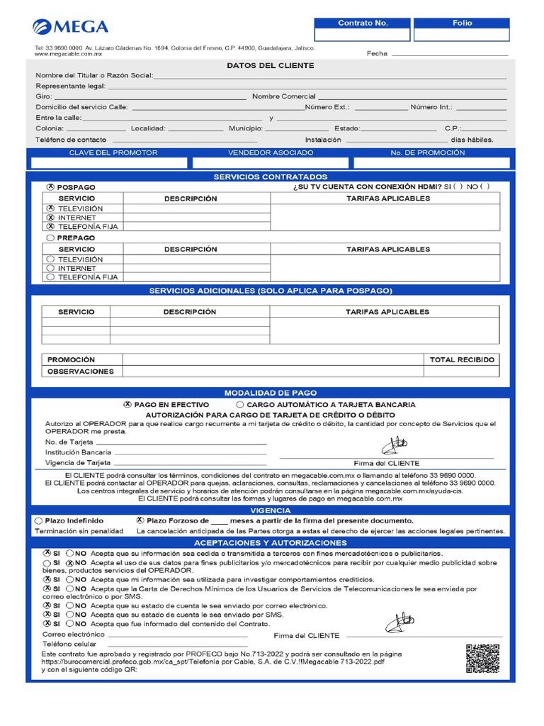 Contrato Mega Cable Triple | PDF
