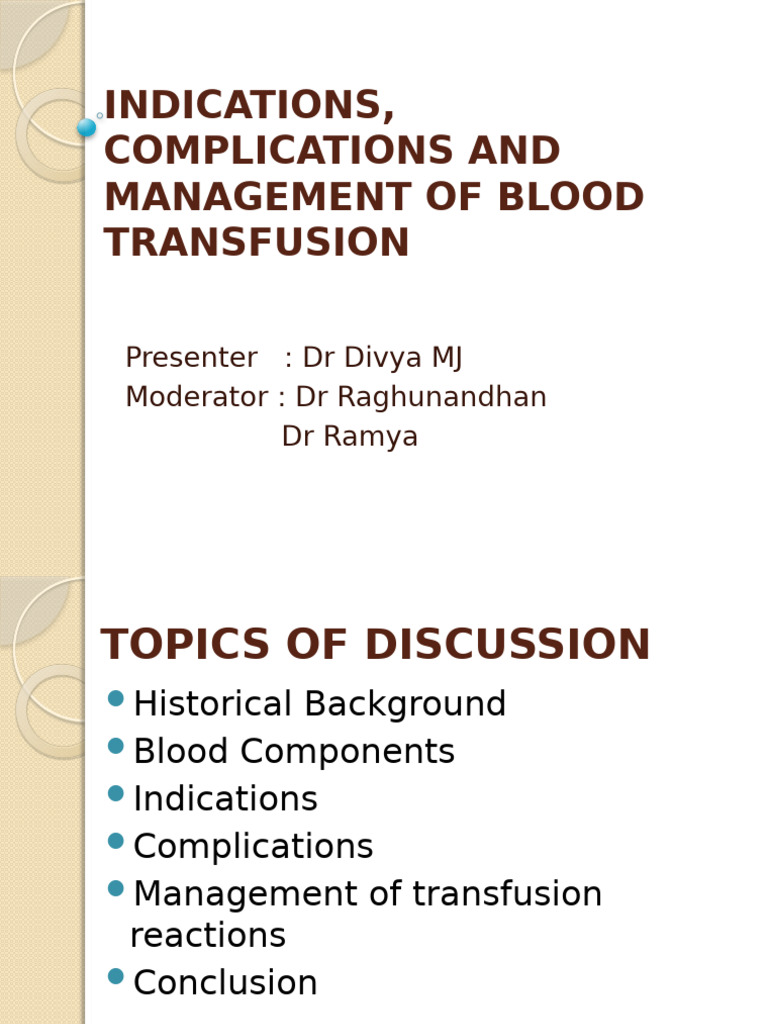 Indication Blood Transfusion | PDF | Blood Transfusion | Platelet
