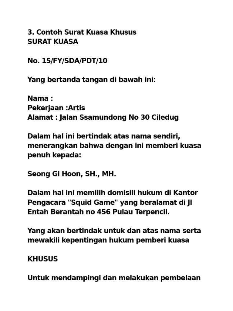 Surat Kuasa Khusus | PDF