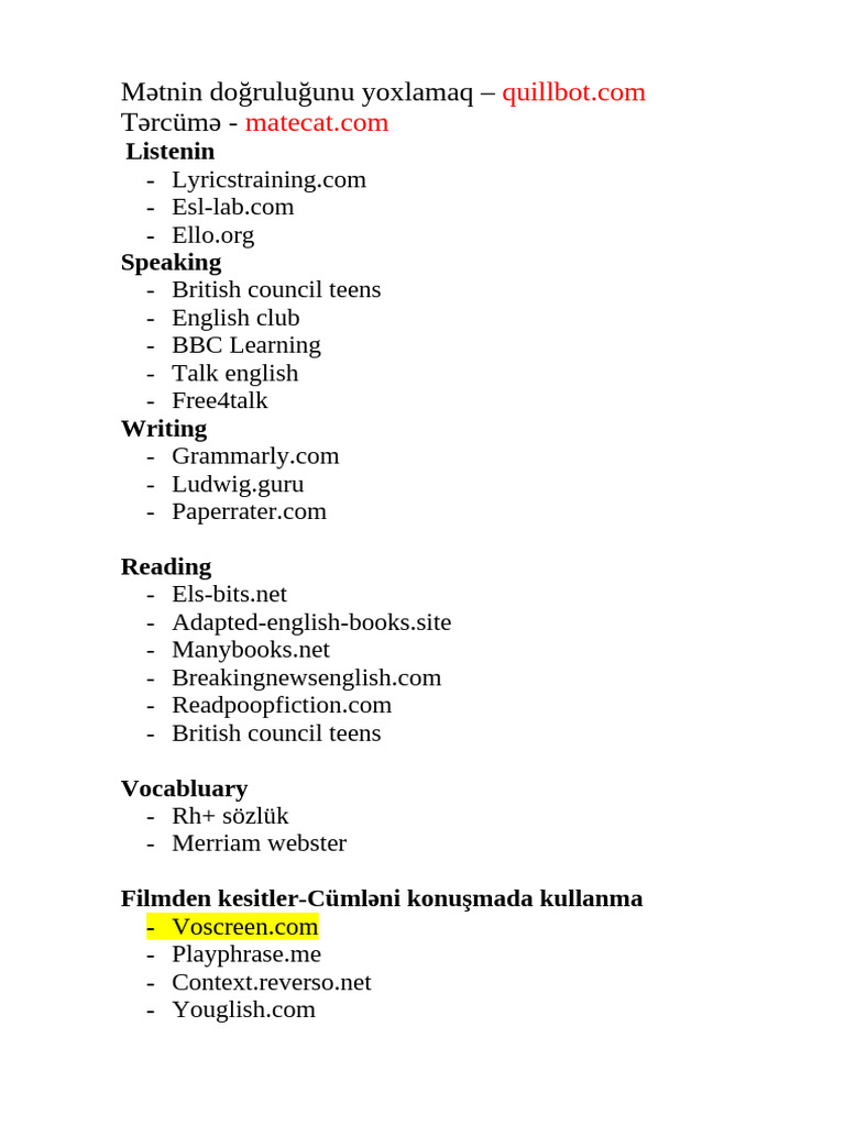 English Important Things | PDF